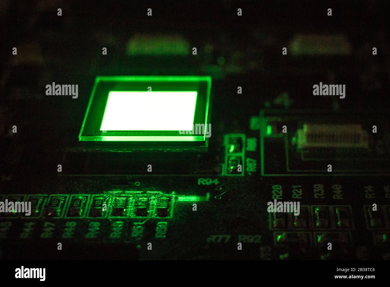 The process of checking several oled displays on the test station ...