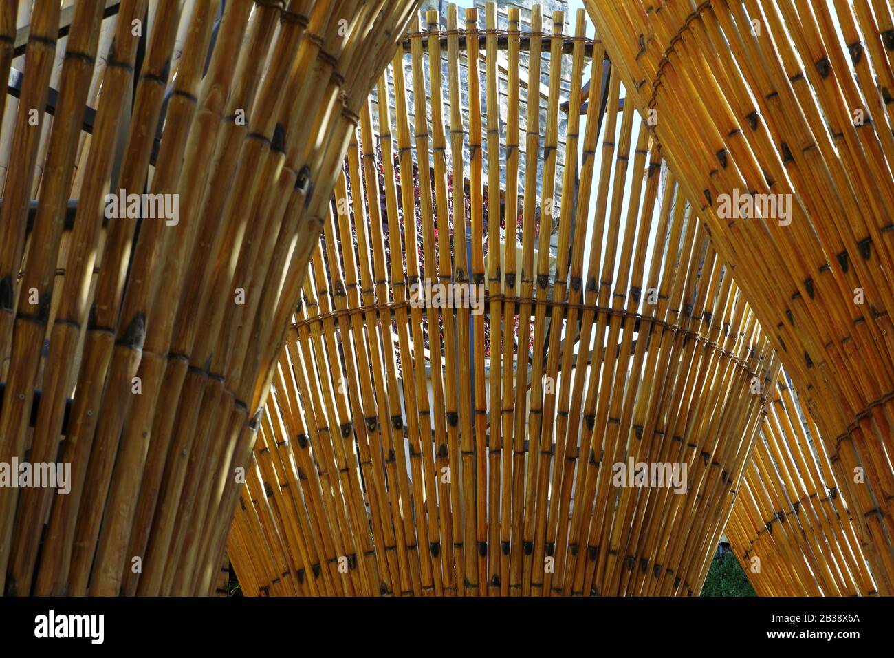 Wooden ceiling with woven straw Stock Photo - Alamy