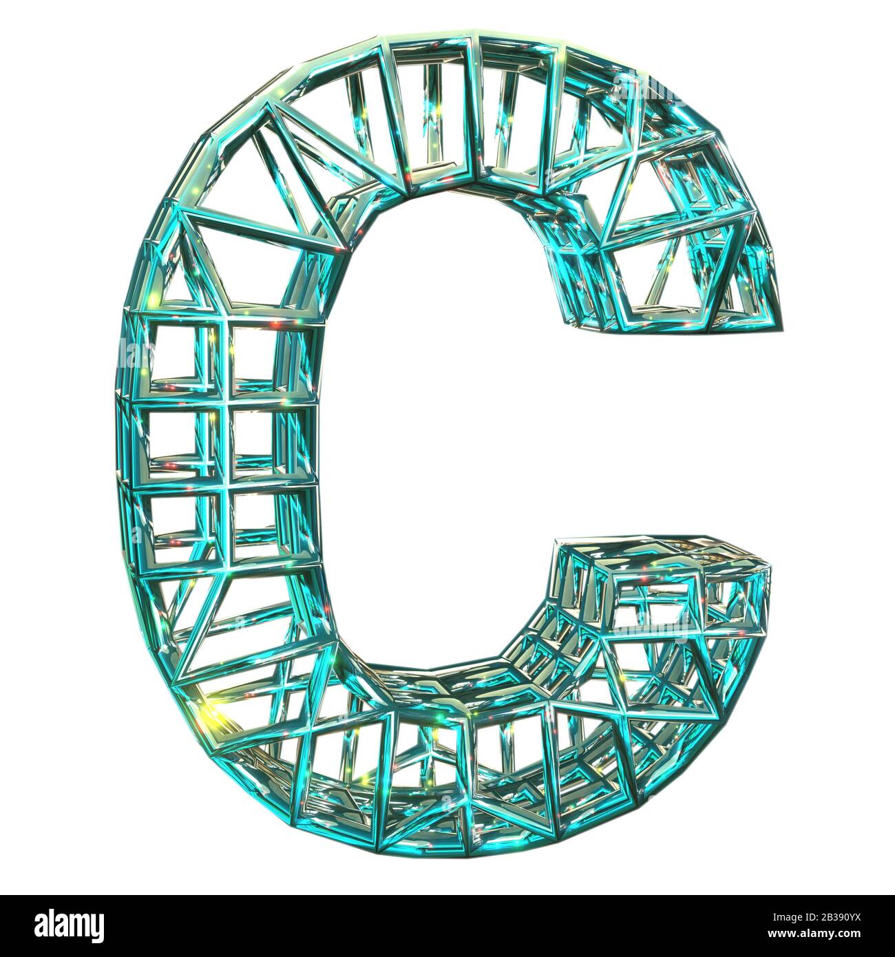 3D rendering. Uppercase Letter C. Magic style graphic. New Sparkling ...