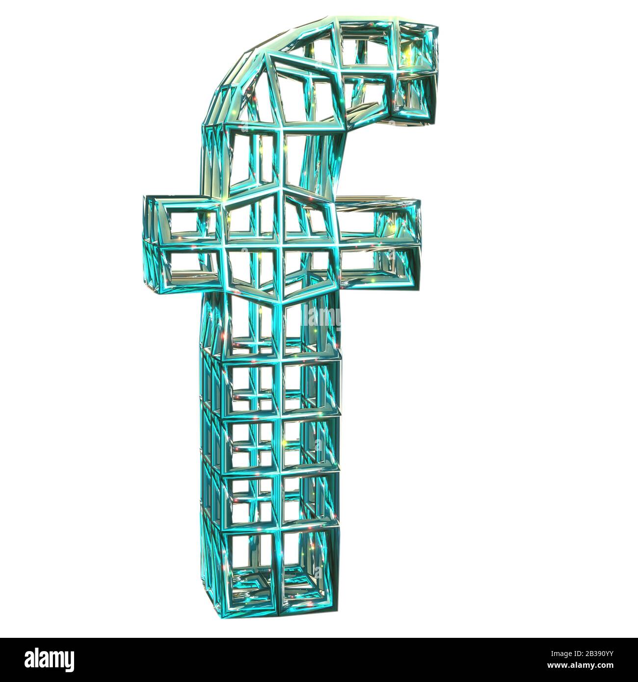 3D rendering. Lowercase Letter f. Clear high resolution symbol render ...