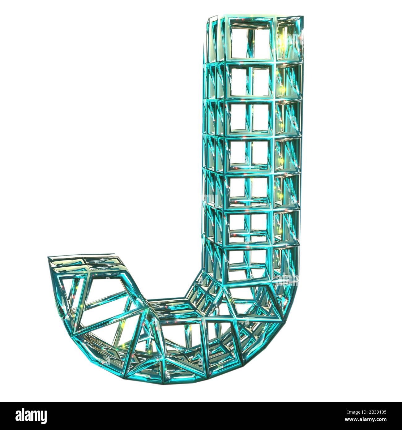 3D rendering. Uppercase Letter J. Magic style blend. Clean Sparkling ...