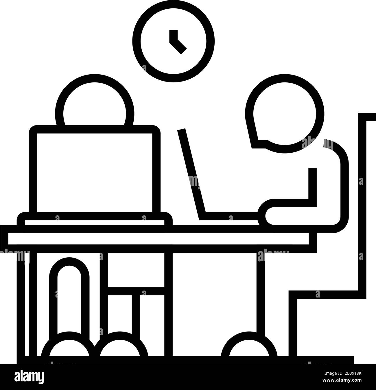 Working people line icon, concept sign, outline vector illustration ...