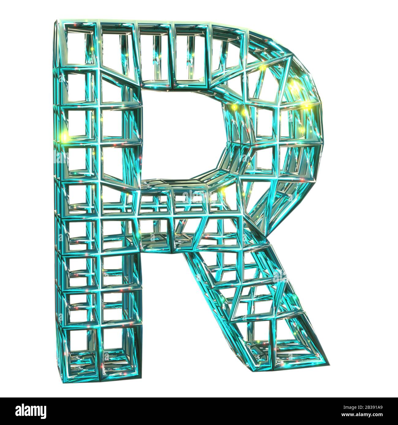 3D rendering. Uppercase Letter R. Net high resolution symbol render ...