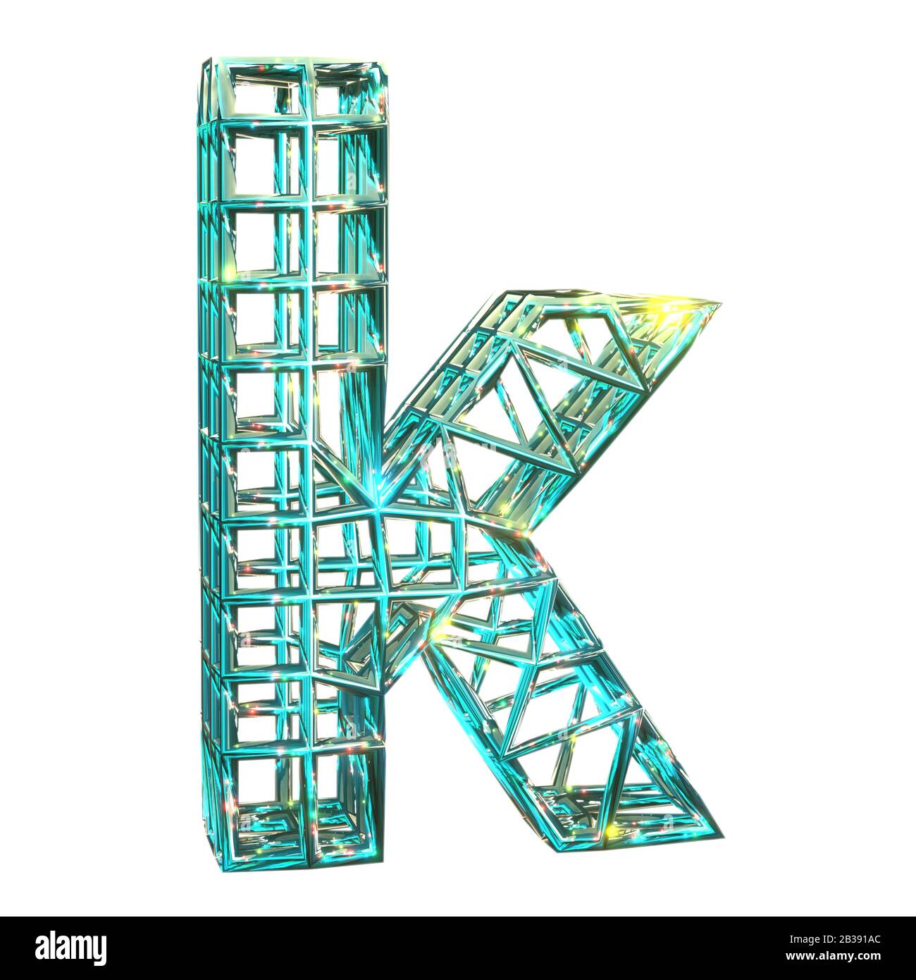 3D rendering. Lowercase Letter k. Breezy high resolution symbol render ...