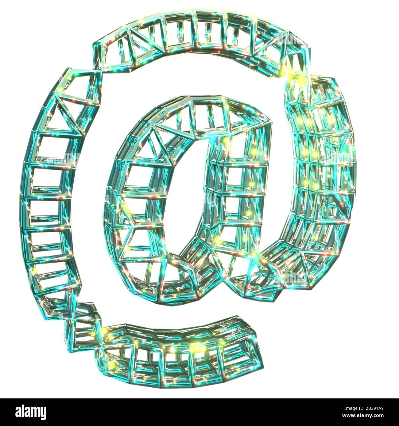 3D rendering, @ - at symbol. Magic style blend. Net Sparkling ...