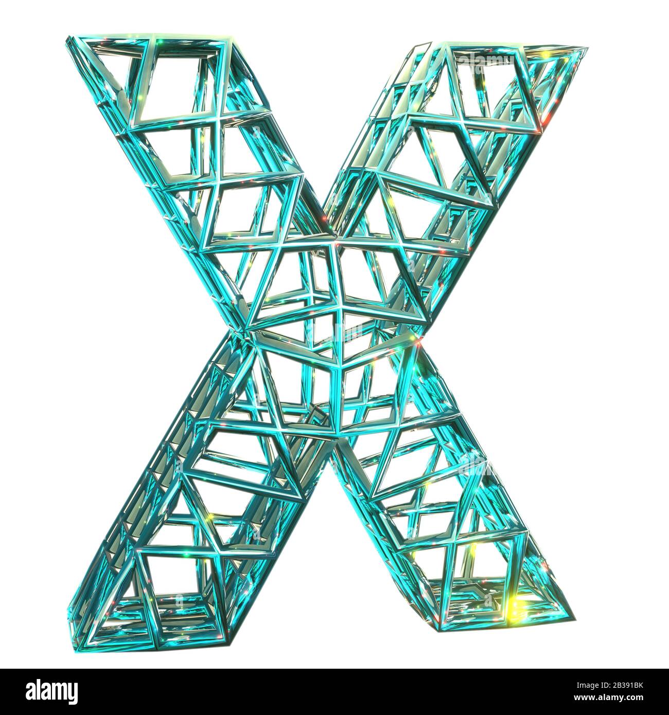 3D rendering. Uppercase Letter X. Magic style graphic. Crisp Sparkling ...