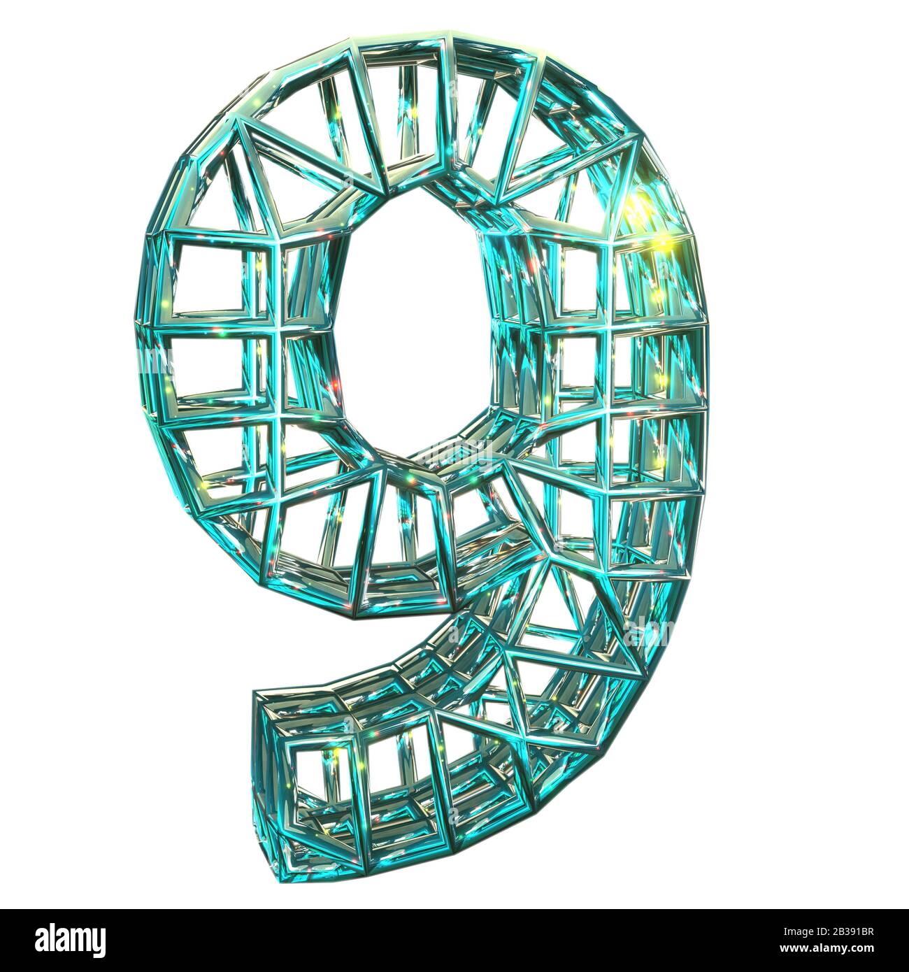 3D rendering, number nine 9. New high resolution symbol render. Magic ...