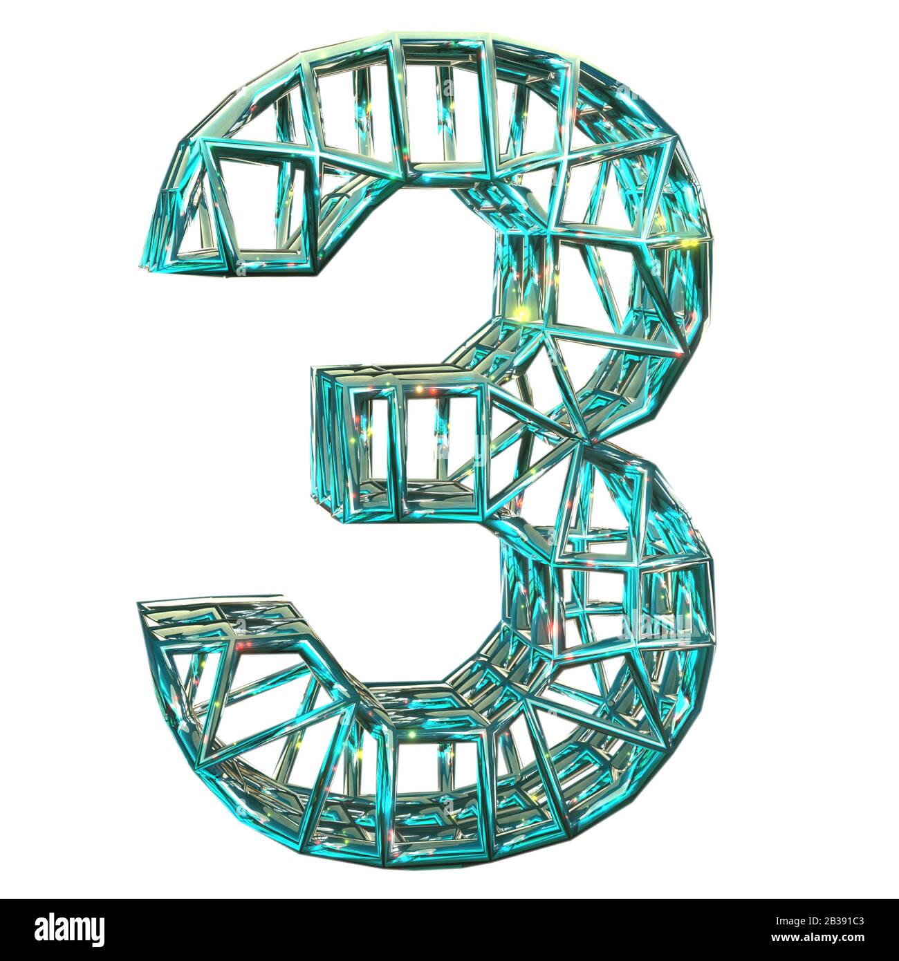 3D rendering, number three 3. Magic style modern. Crisp Sparkling ...