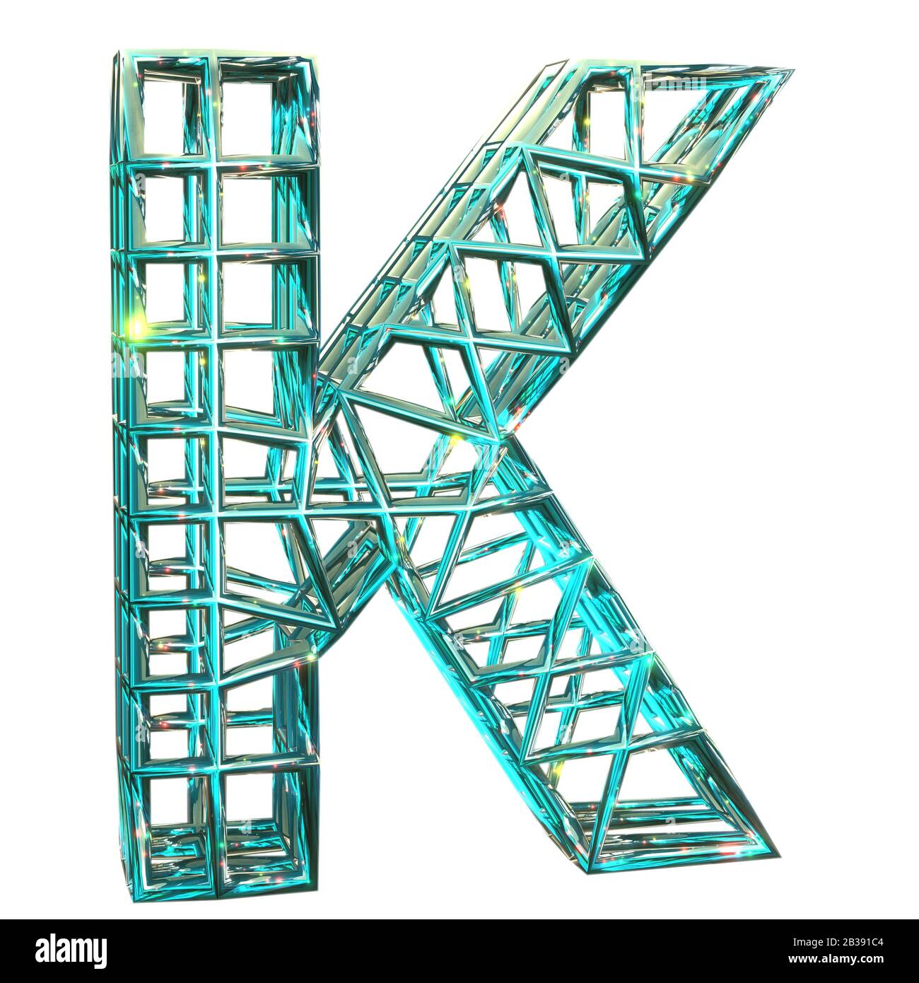 3D rendering. Uppercase Letter K. Net high resolution symbol render ...