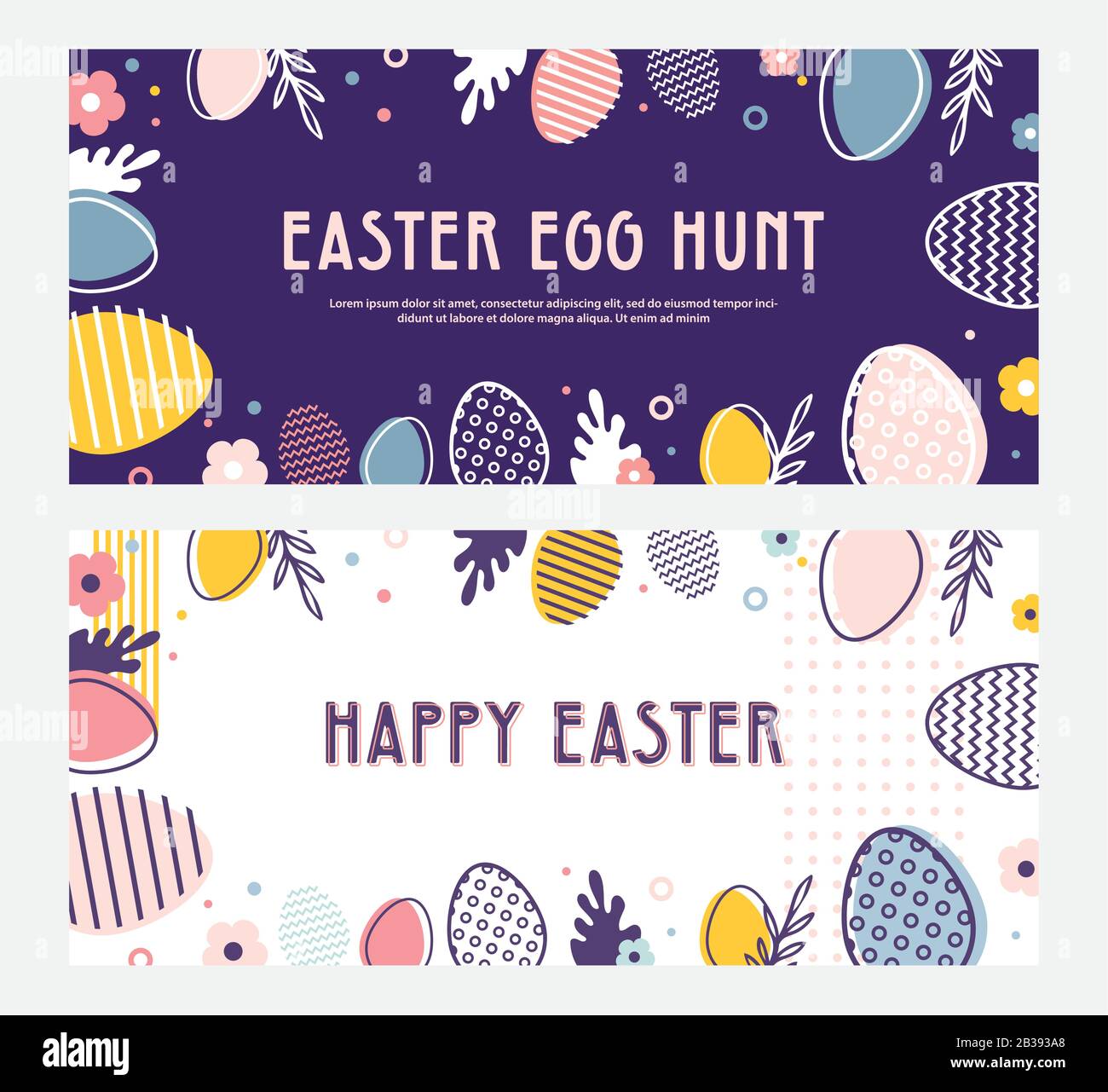 abstract banner template for Easter Egg hunt . Greeting card, poster or ...