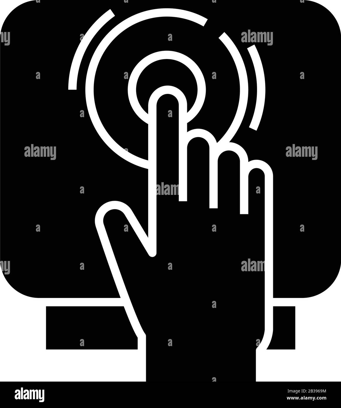 Pushing buttom black icon, concept illustration, vector flat symbol ...