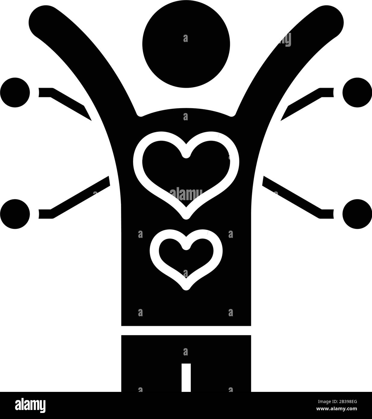 Powerful man black icon, concept illustration, vector flat symbol ...