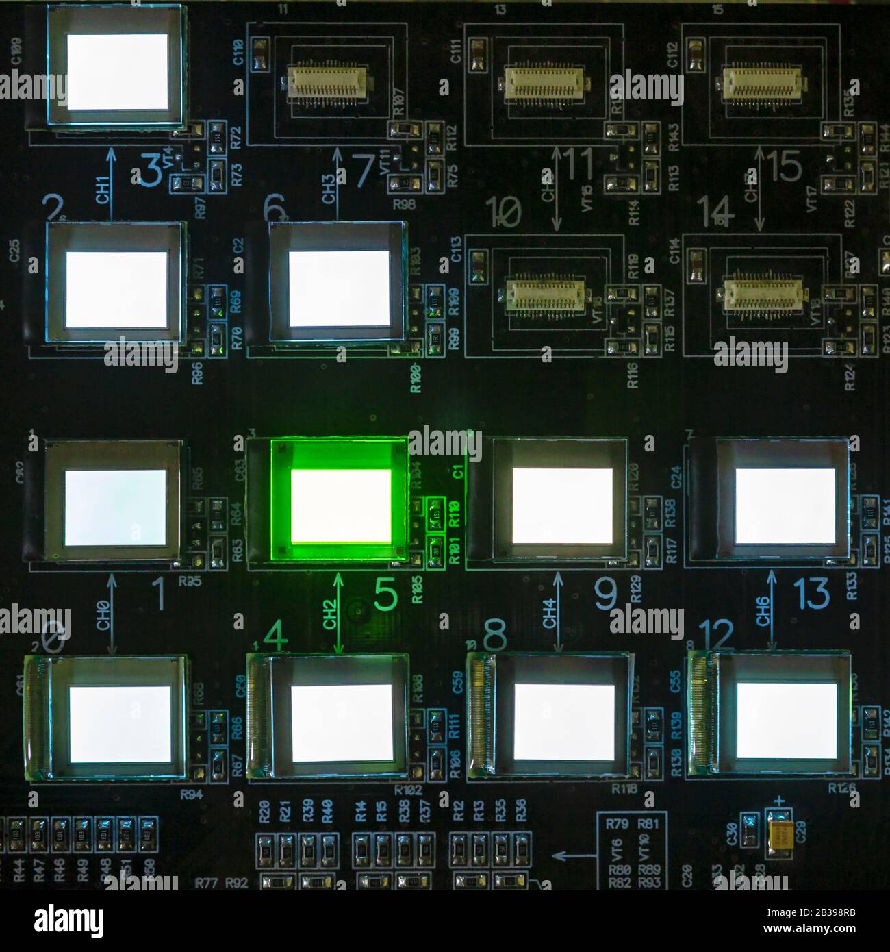 The process of checking several oled displays on the test station ...
