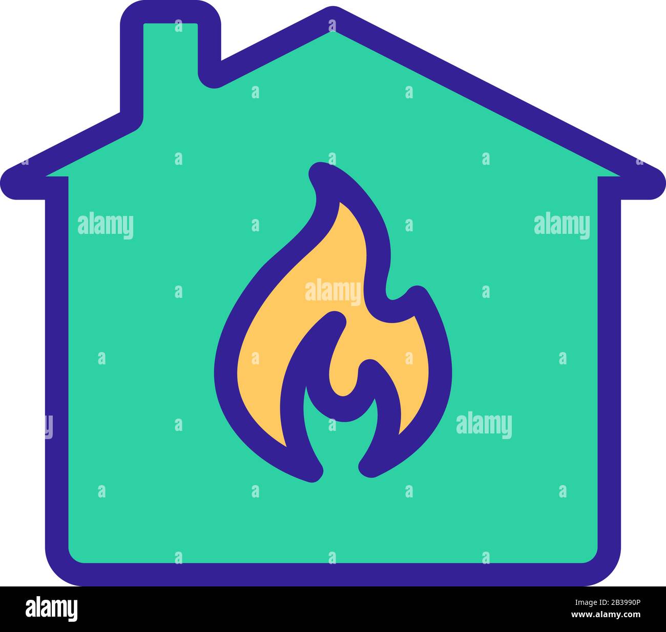 House fire icon vector. Isolated contour symbol illustration Stock ...