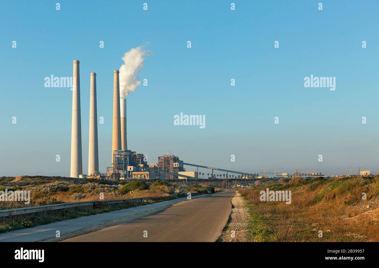 road to the power station at sunset in Israel Stock Photo - Alamy