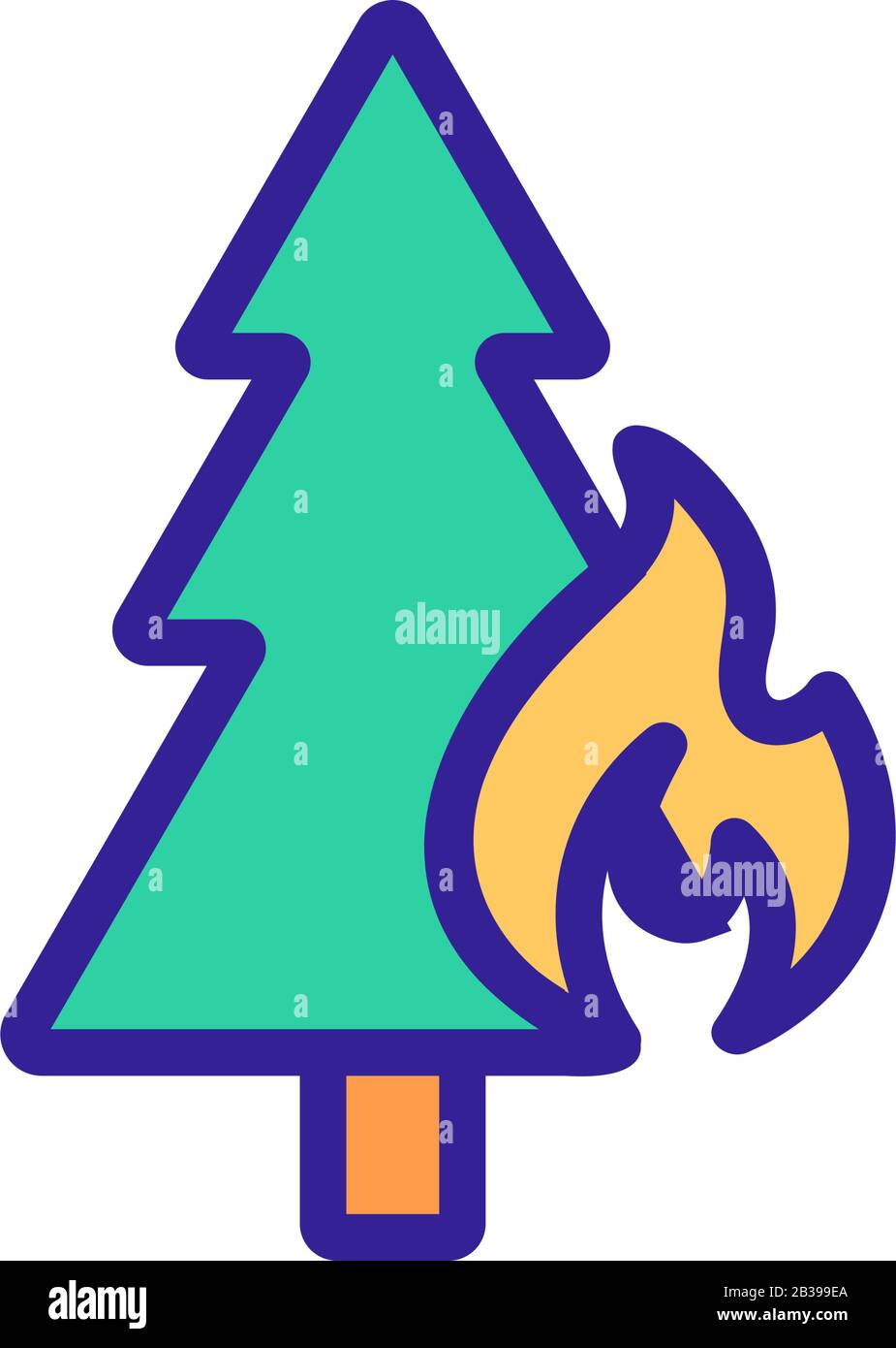The forest is burning the icon vector. Isolated contour symbol ...