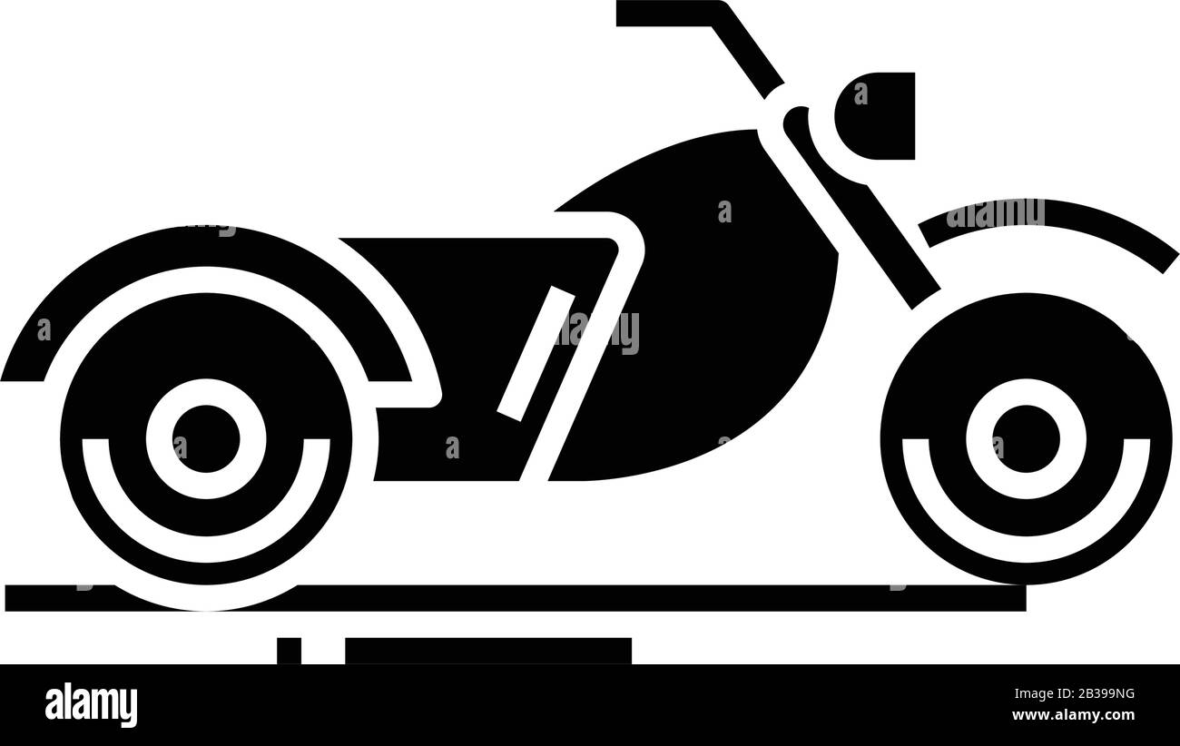 Moto bike black icon, concept illustration, vector flat symbol, glyph ...