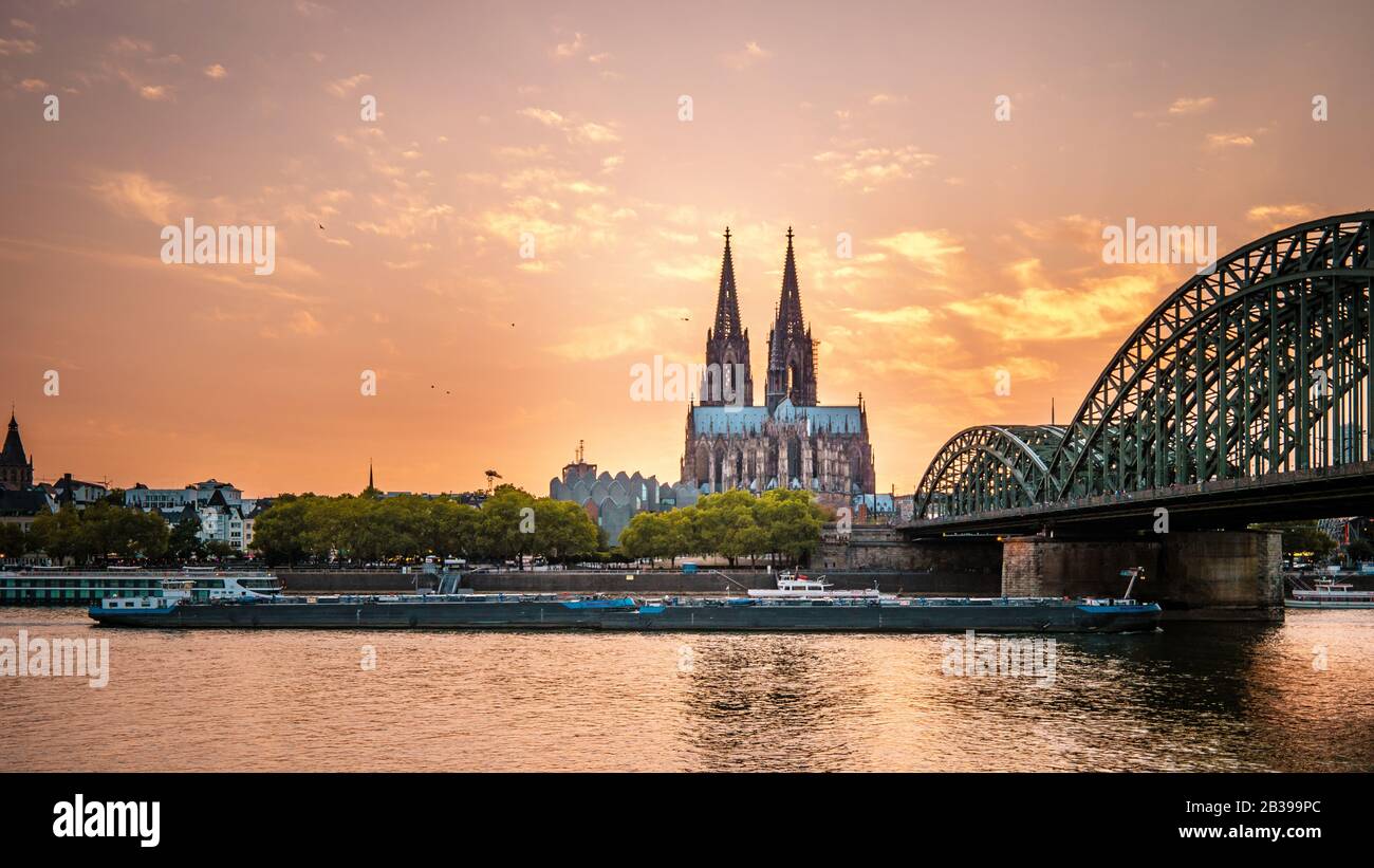 Koln Germany city skyline, Cologne skyline during sunset ,Cologne ...