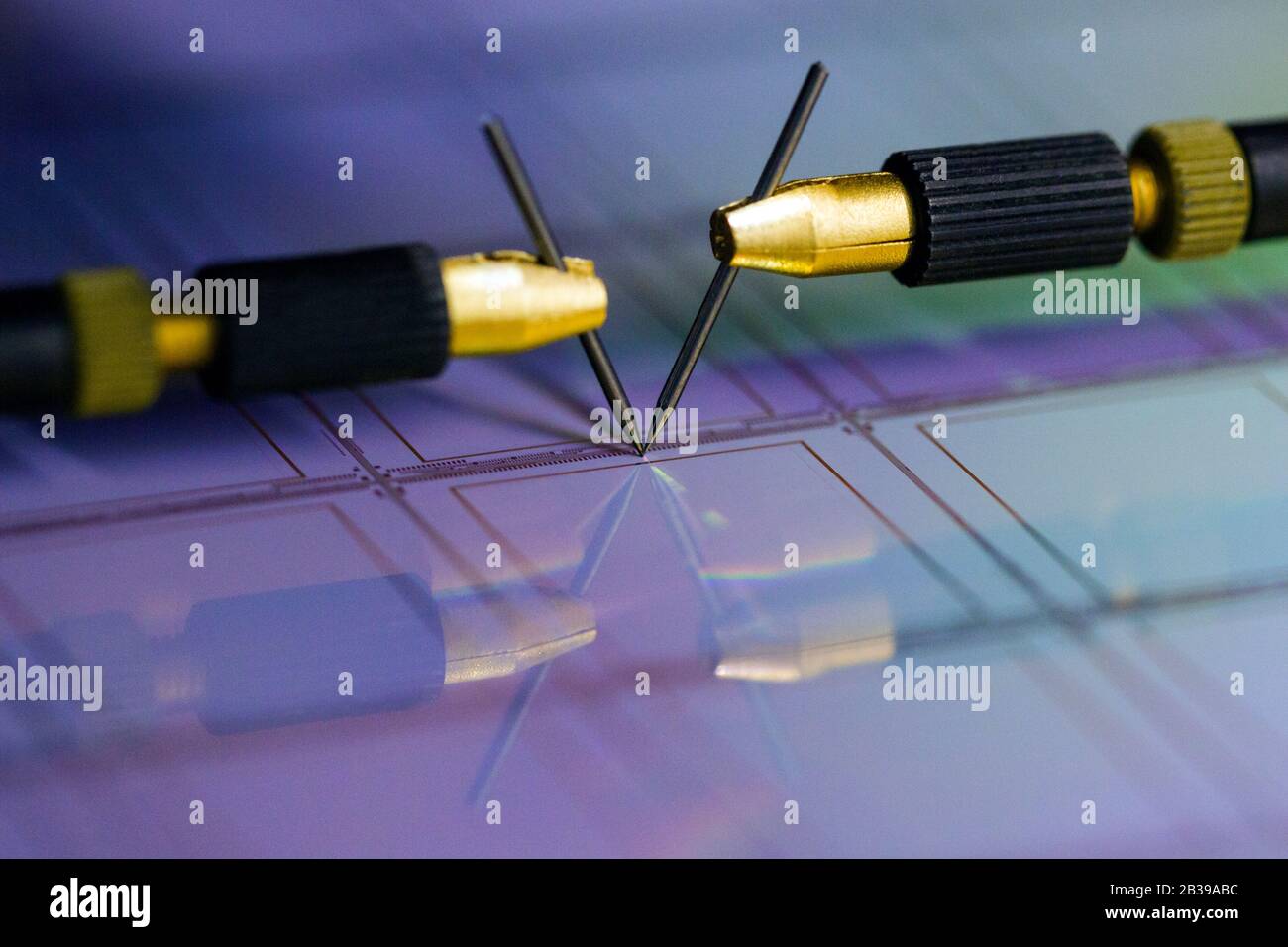 Manual probe system with needles for test of semiconductor on silicon ...