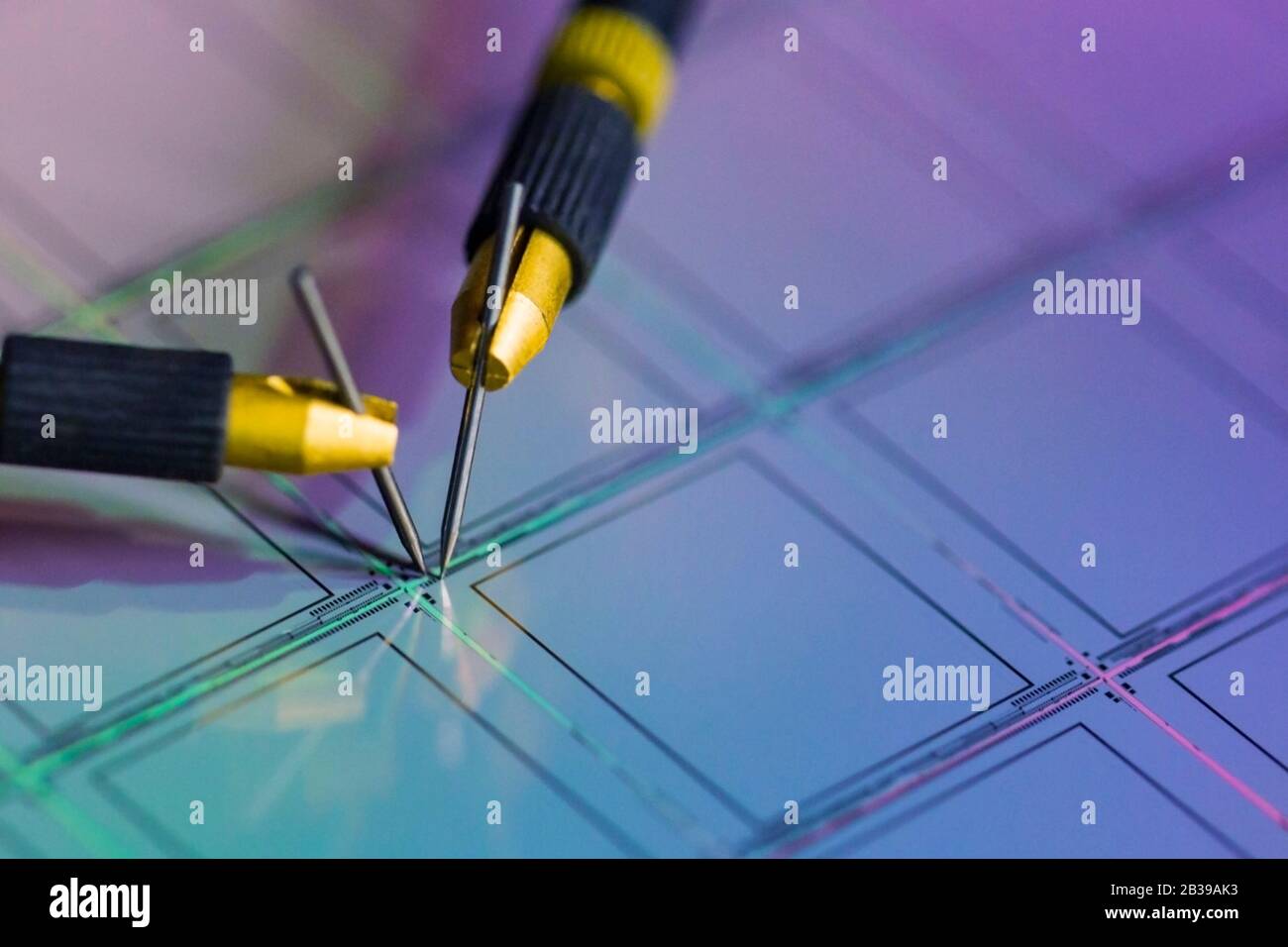 Manual probe system with needles for test of semiconductor on silicon ...