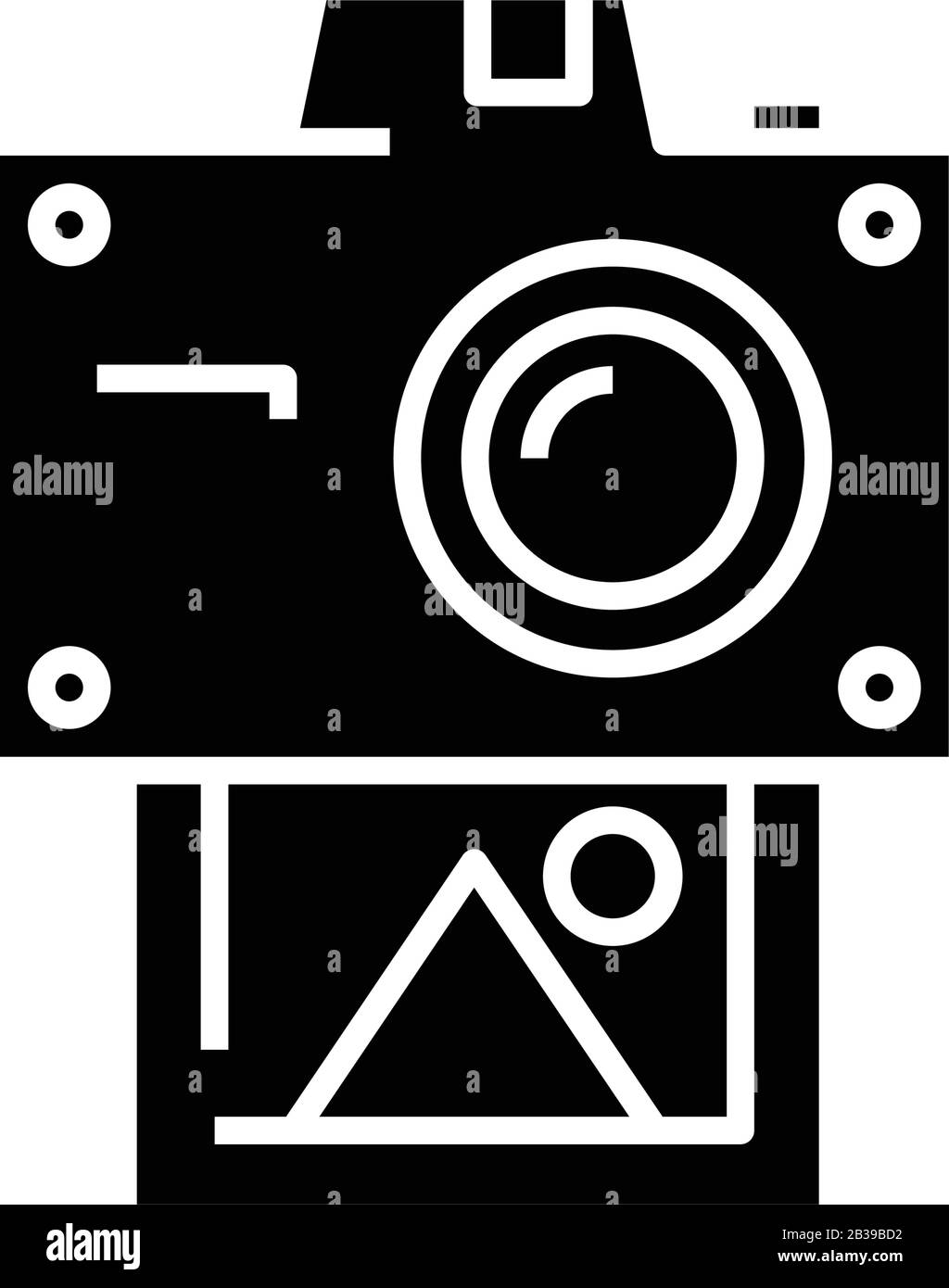 Polaroid camera black icon, concept illustration, vector flat symbol ...