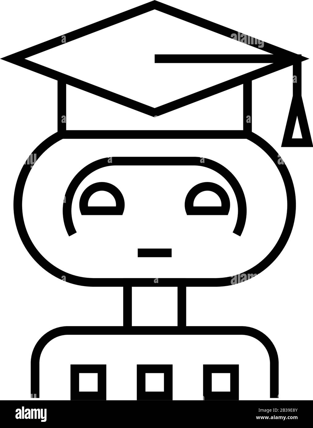 Trained artificial intelligence line icon, concept sign, outline vector illustration, linear ...