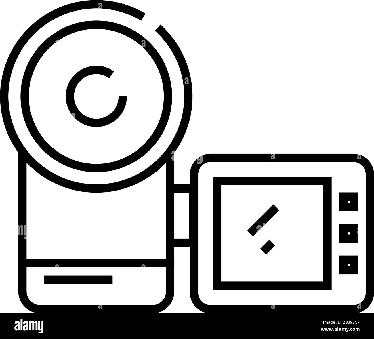 Video camera line icon, concept sign, outline vector illustration ...