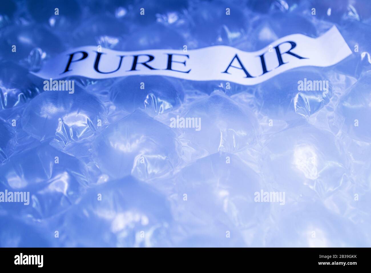 Blue Plastic bubble wrap pattern with pure fresh air inside for breath ...
