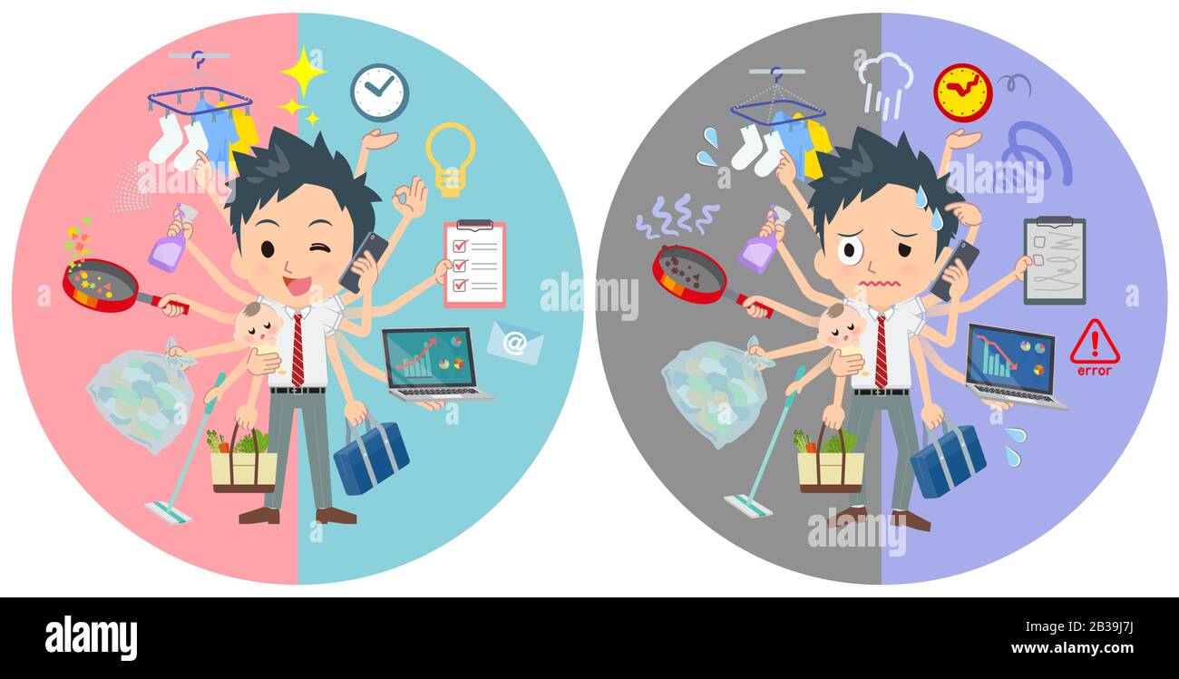 A set of school boy who perform multitasking in offices and private ...