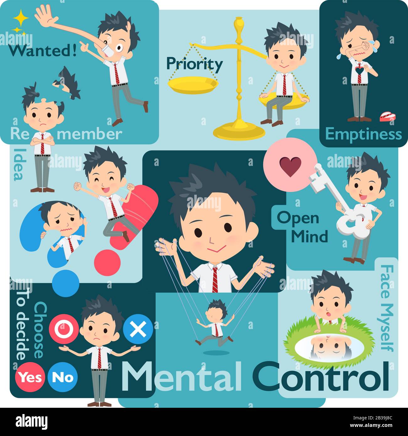 A set of school boy who control emotions.A variety of image ...