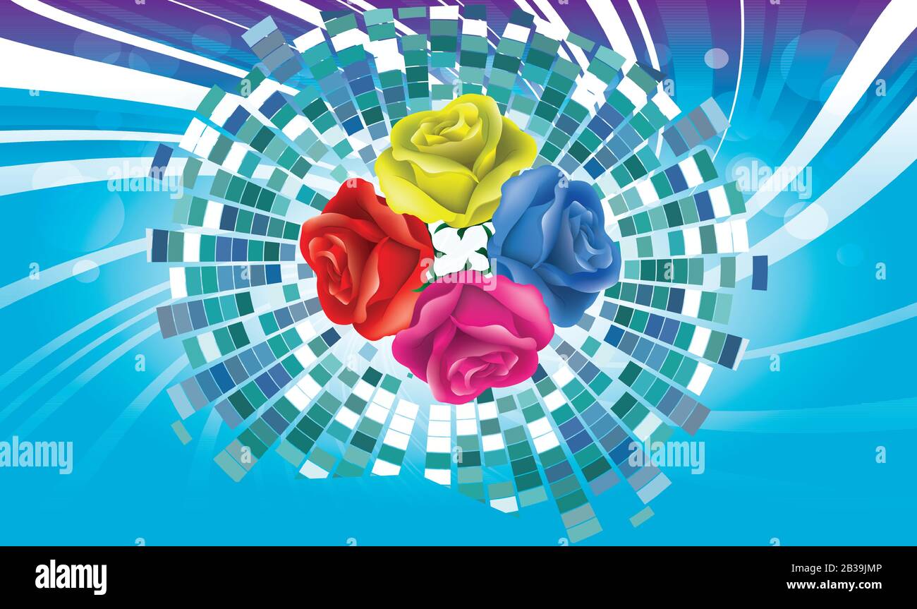 Collection of roses on abstract square design Stock Vector Image & Art ...