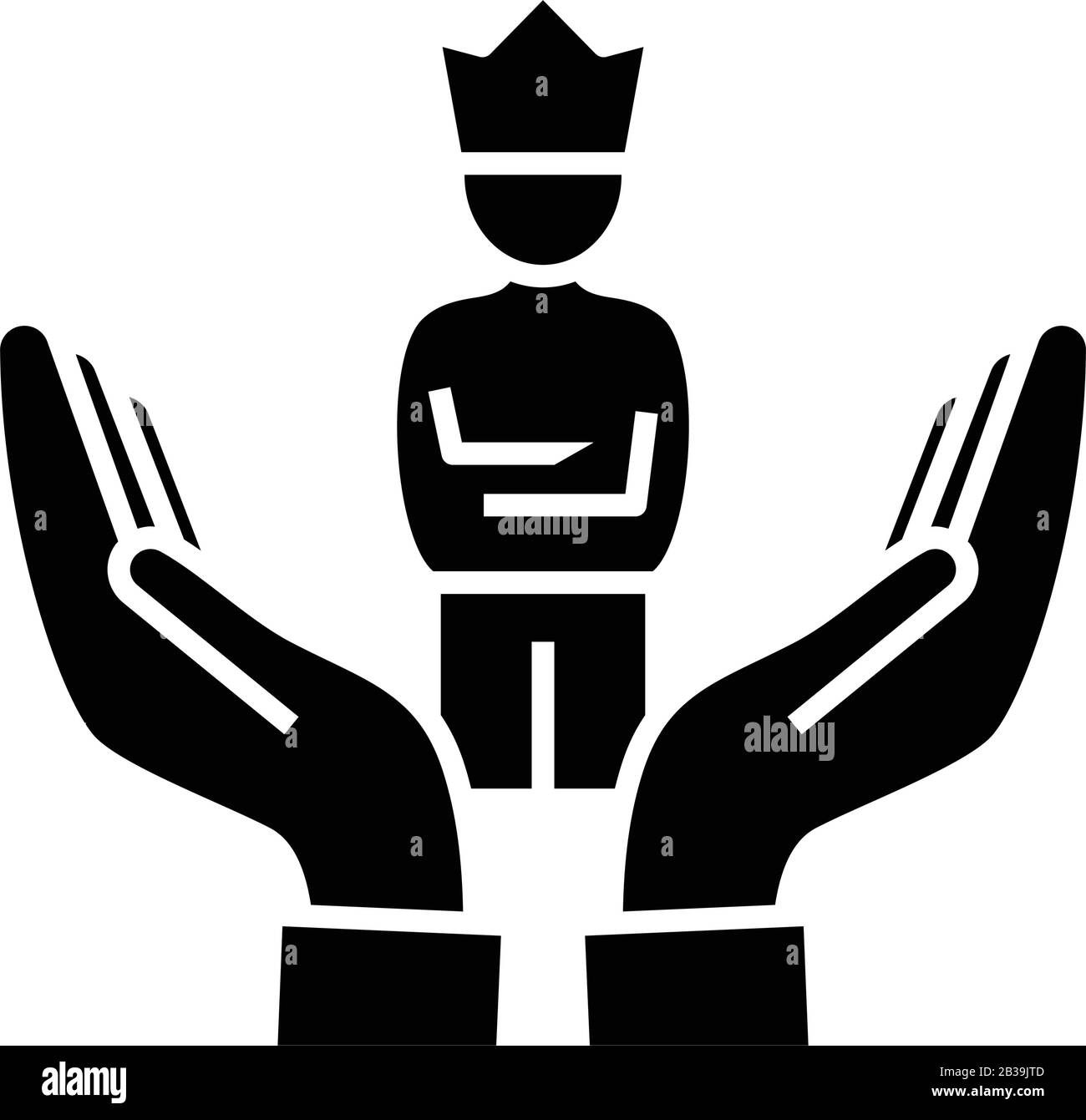 Promoting support black icon, concept illustration, vector flat symbol ...