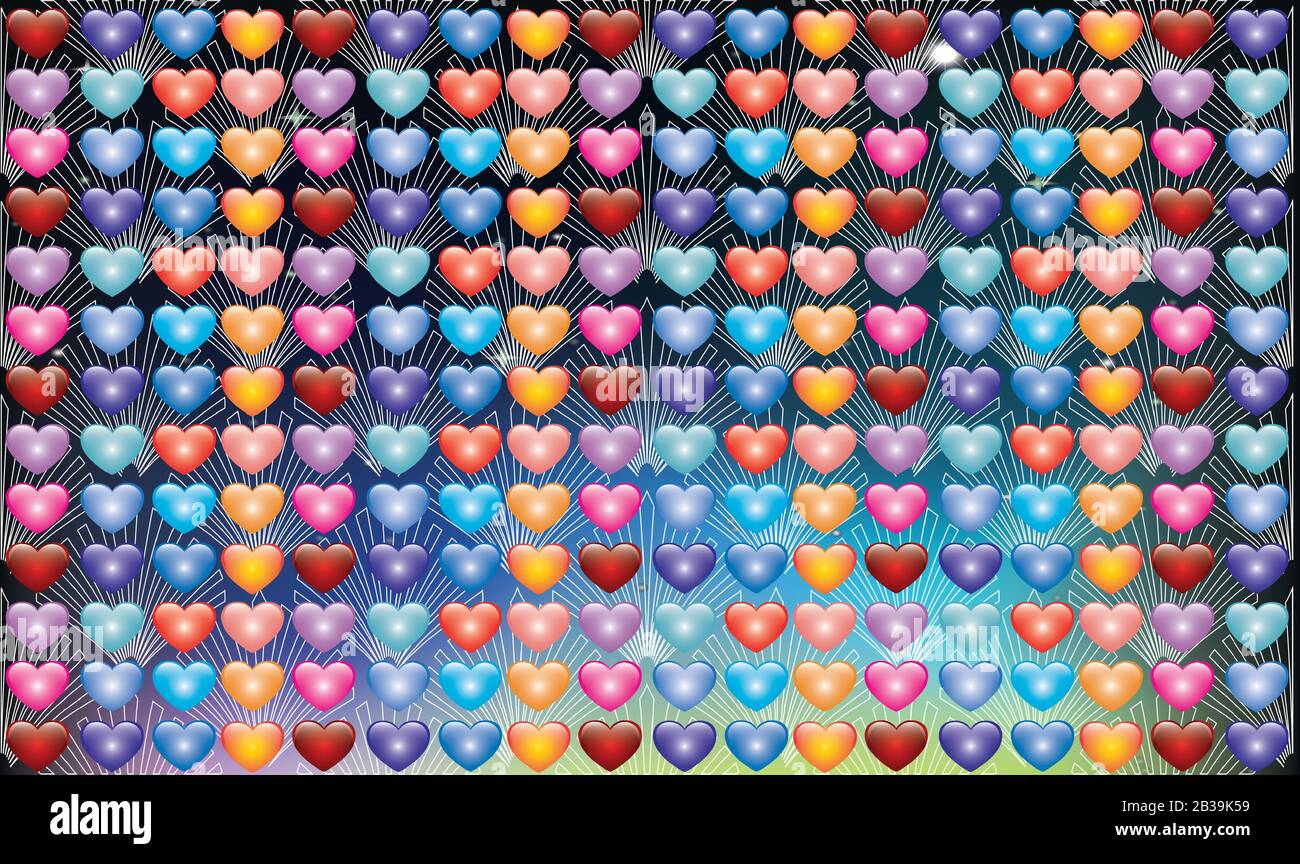 Collection of hearts in various design on abstract background Stock ...