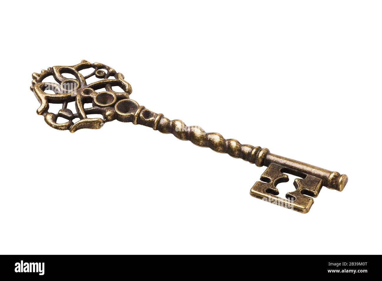 Old vintage key isolated on white background. Photo taken by stacking ...