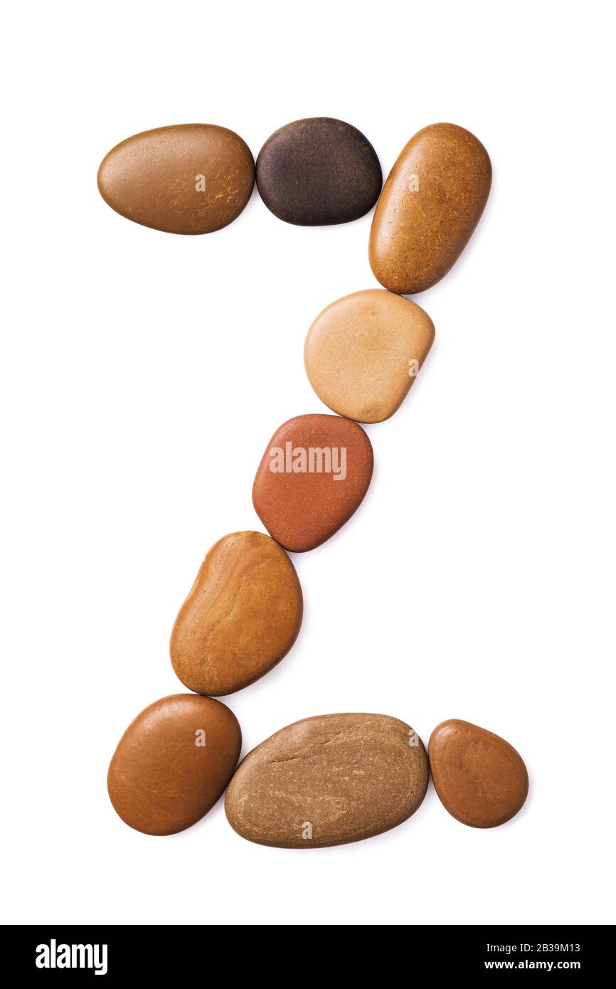 Letter Z made of marine small pebbles. Alphabet made of stones Isolated ...
