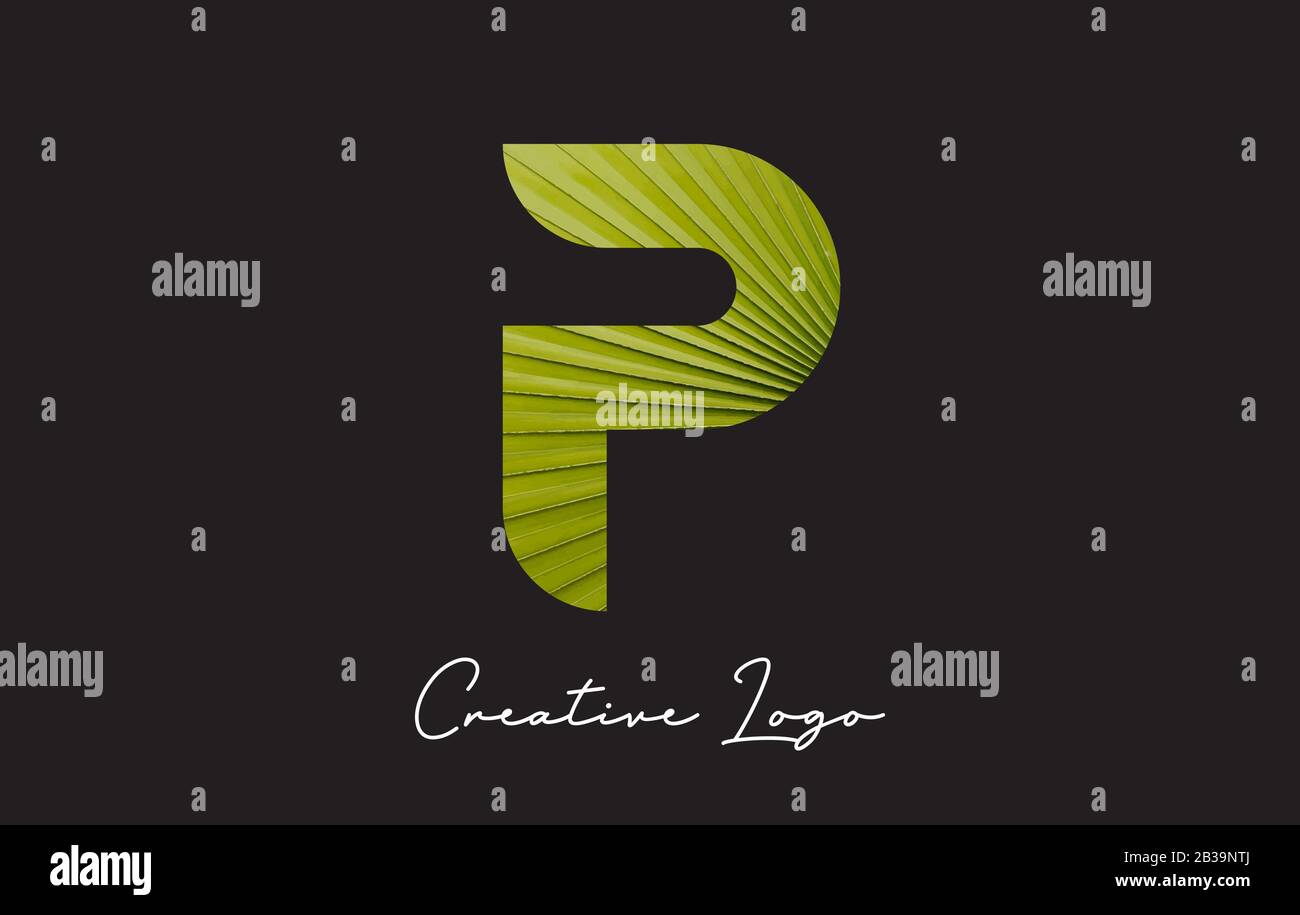 P Letter Logo with Palm Tree Leaf Pattern Design Vector Illustration ...