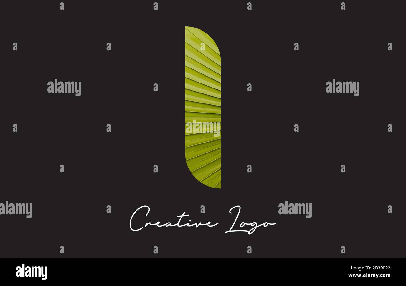 I Letter Logo with Palm Tree Leaf Pattern Design Vector Illustration ...
