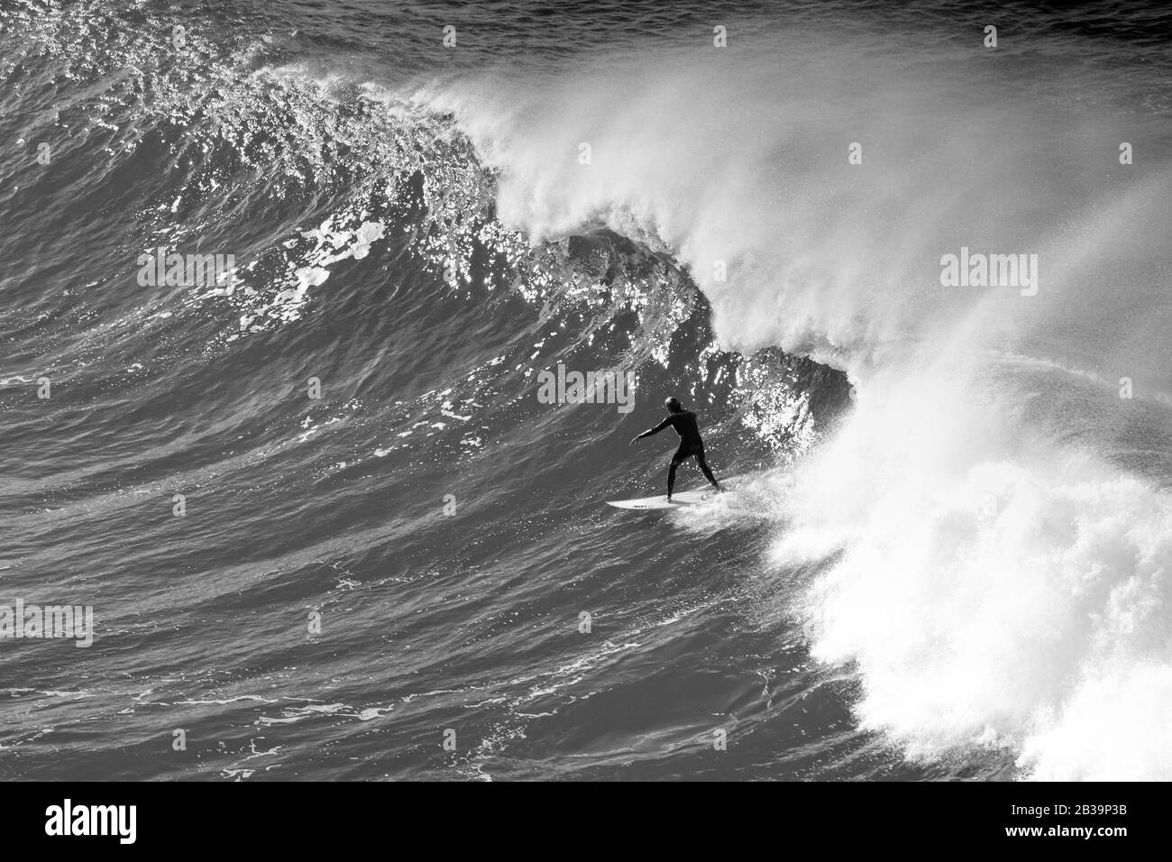 Surfer on Blue Ocean Wave Stock Photo - Alamy