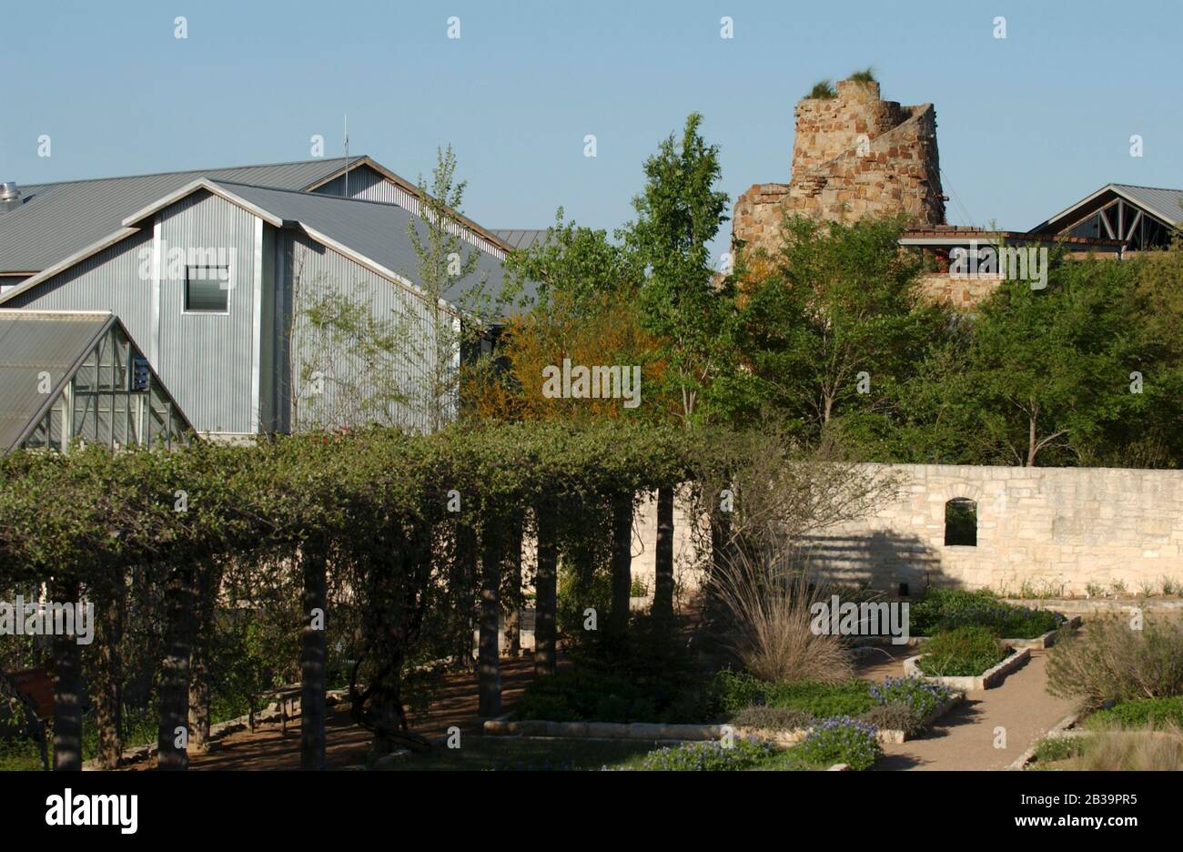 Austin Texas USA, April, 2004: Native plants on display in raised beds ...