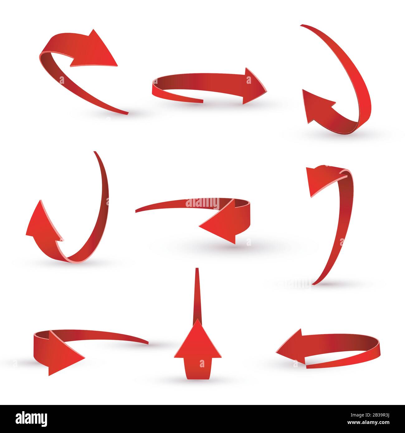 3D realistic red arrow twisted in various directions Stock Vector Image ...