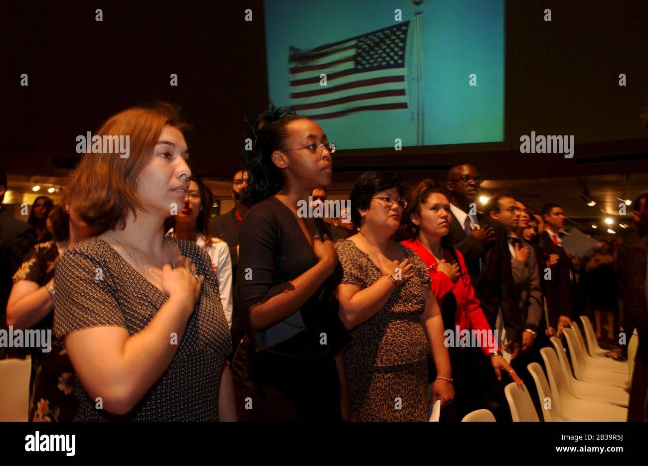 San Antonio, Texas USA, April 8, 2004:: New U.S. citizens recite the ...