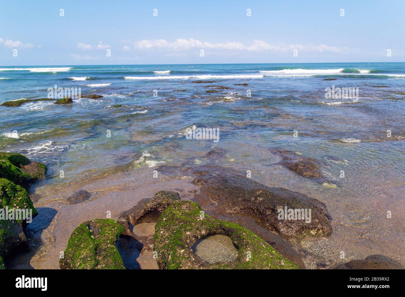 Stunning natural rock pools at Echo beach in sunny day in Canggu, Bali ...