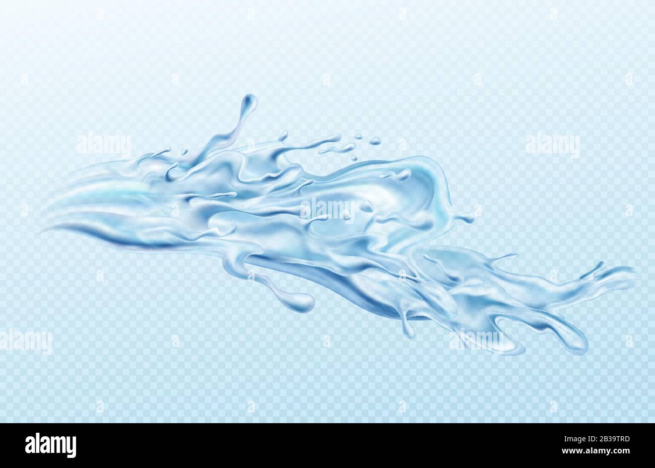 Water stream splashes realistic illustration isolated on transparent ...