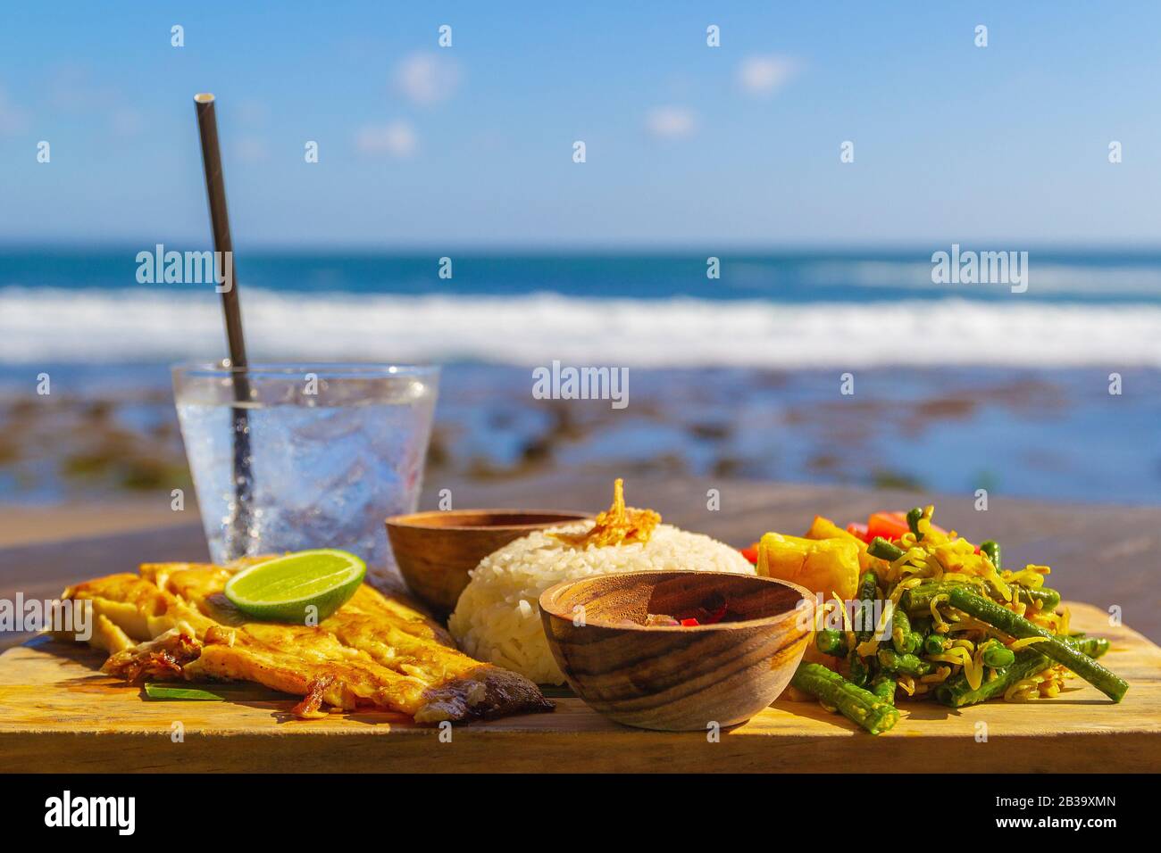Fresh lunch in a beautiful location with sea views Stock Photo - Alamy