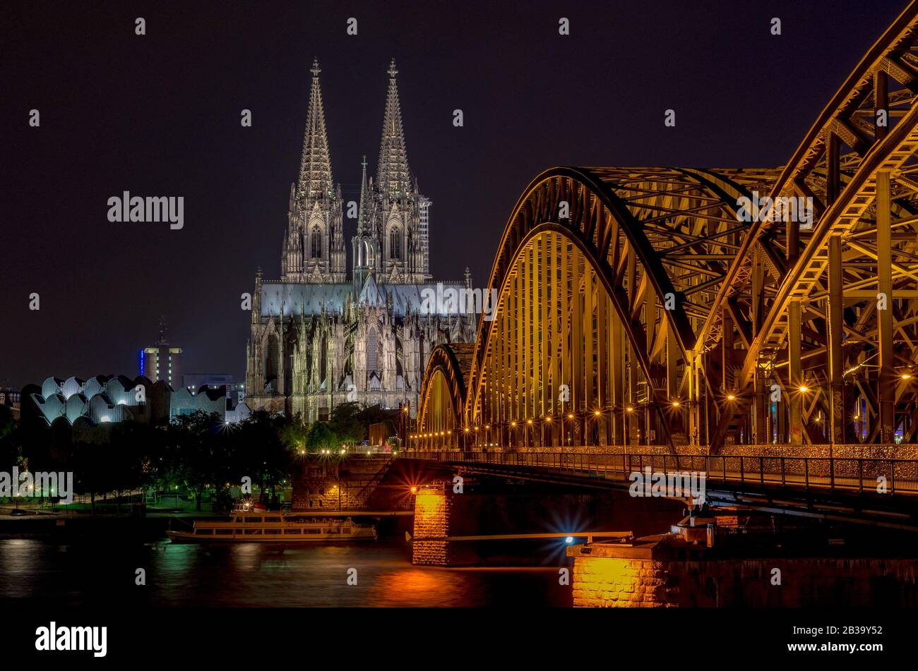 Magnificent Cologne Cathedral during night, Cologne Germany Stock Photo ...