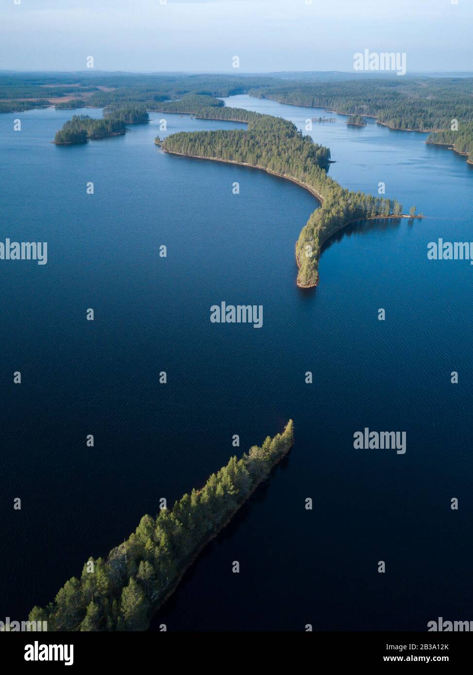 Aerial landscape of ridge cape in middle of lake Stock Photo - Alamy