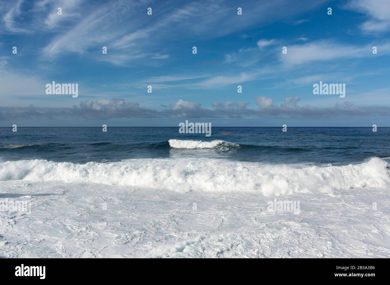 Dangerious ocean stormy waves hits black lava rocks by Faro de las ...