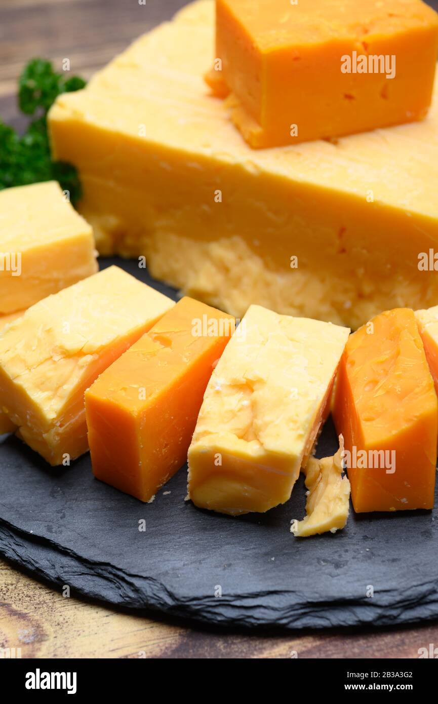British hard cheeses made from cow milk yellow matured cheddar from ...