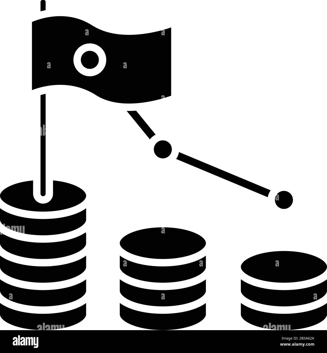 Profit decreasing black icon, concept illustration, vector flat symbol ...