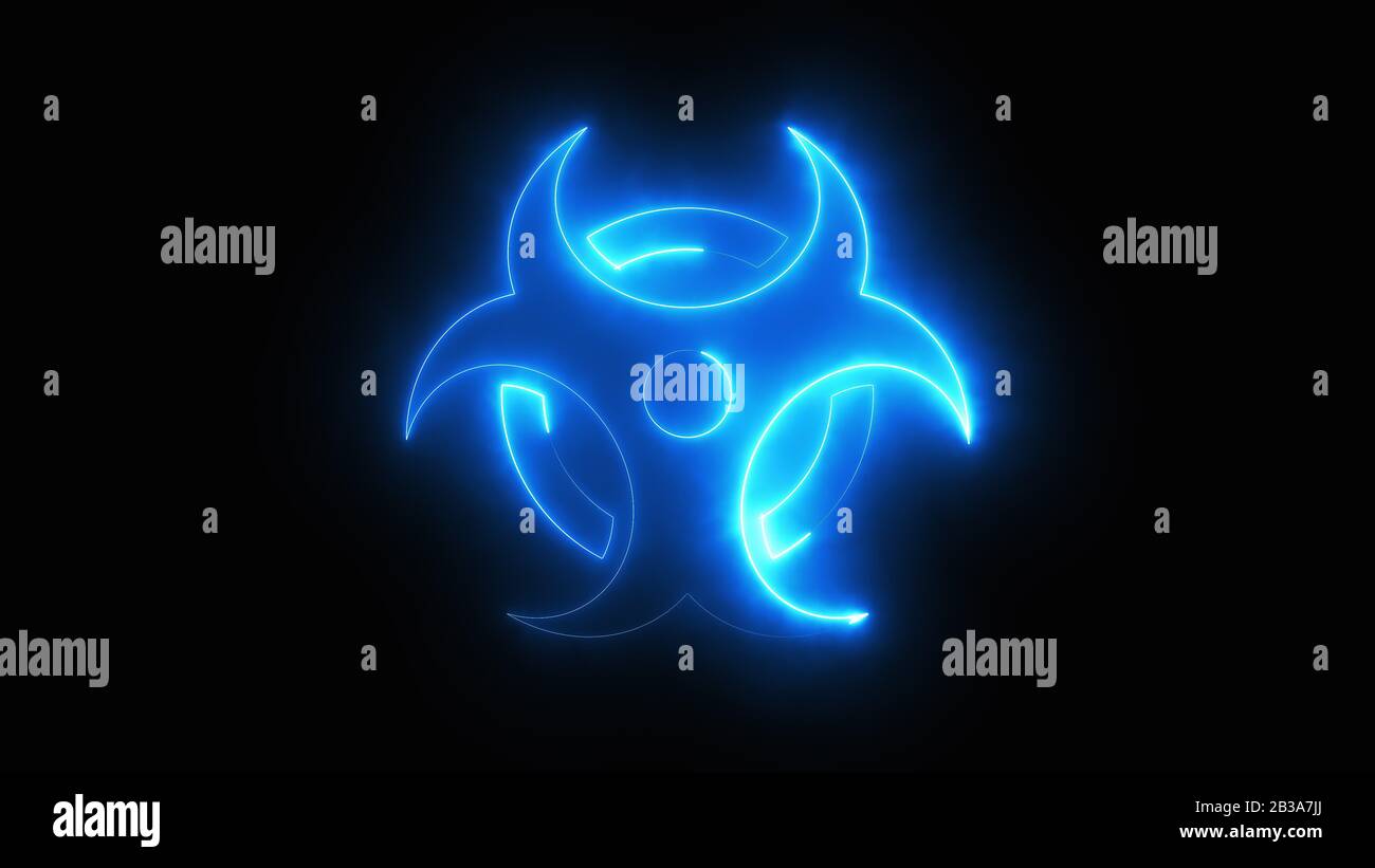 Electric ray draws a radioactive sign on a dark background, computer ...